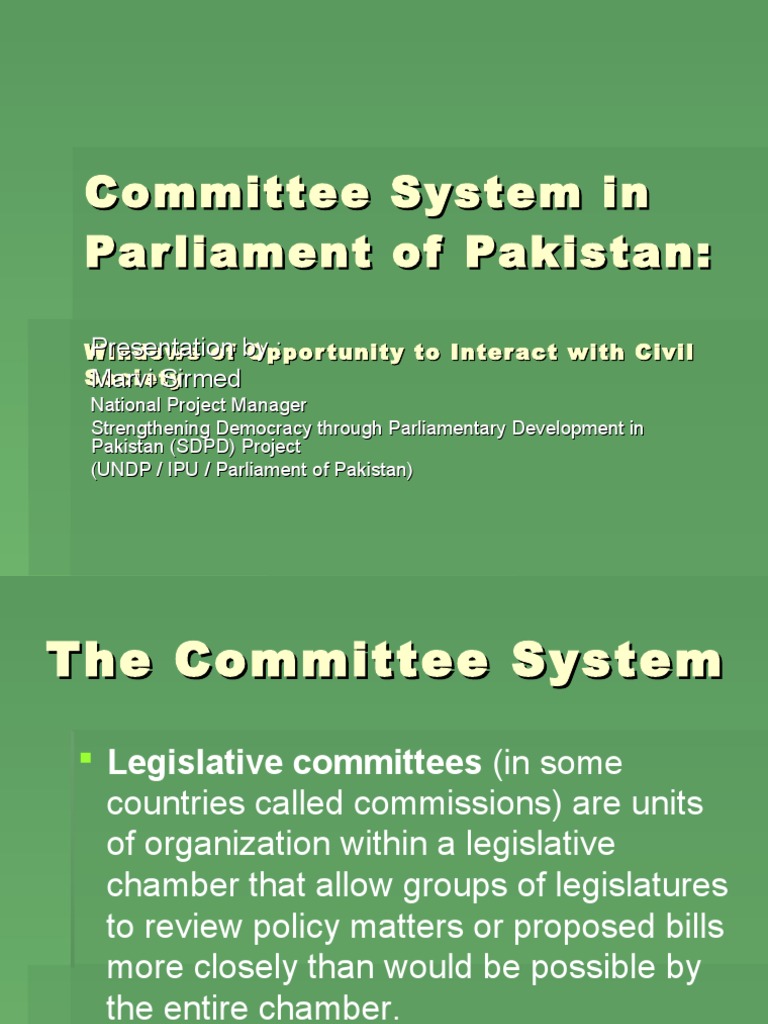 Committee System in Parliament of Pakistan | PDF | Committee | United ...
