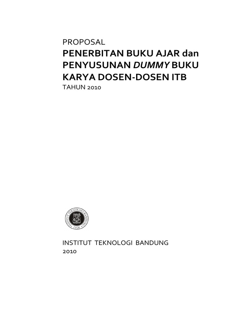 PROPOSAL Penerbitan Buku Ajar Itb PDF | PDF