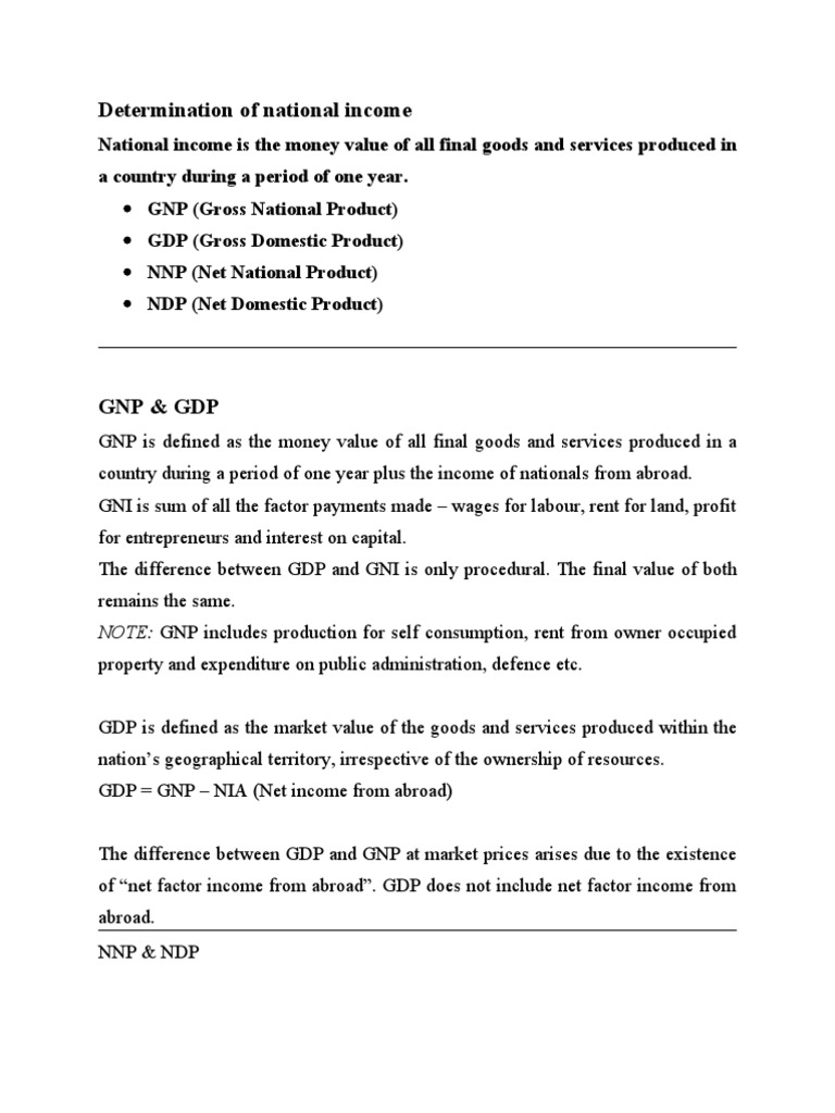 National Income Determination Methods | PDF | Measures Of National ...