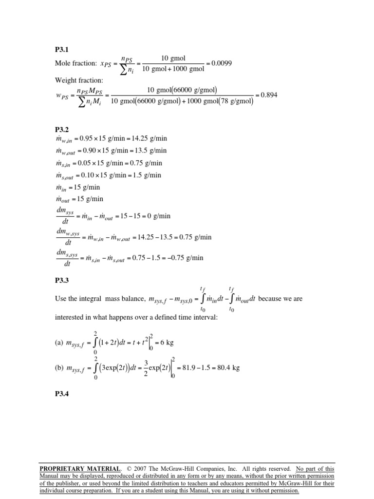 Introduction To Chemical Processes Chapter 3 Solution Manual | PDF ...