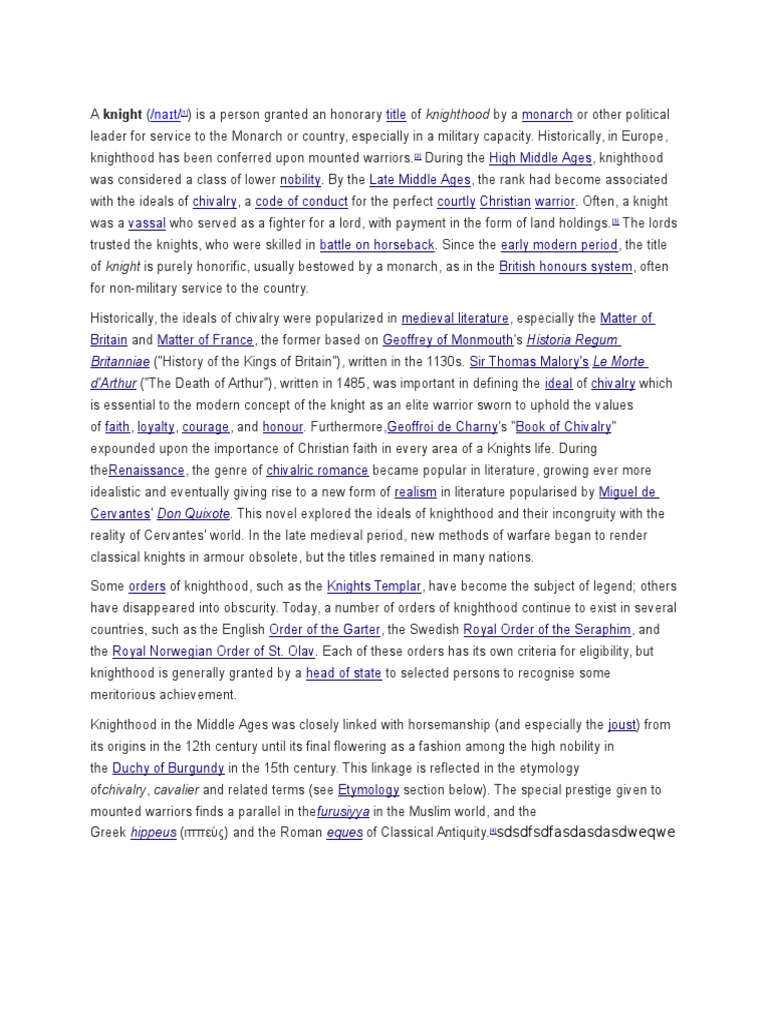 The Evolution of Knighthood | PDF | Knight | Chivalry