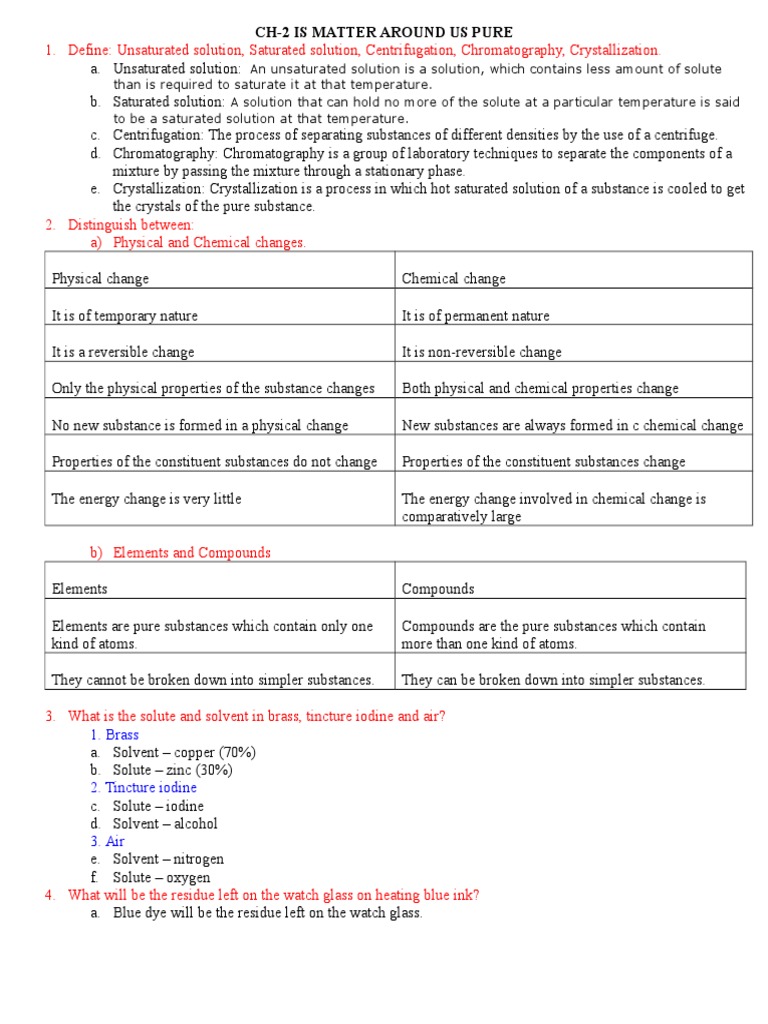 CHEMISTRY Ch2 Solved Assignment Class 9 CBSE | PDF | Solution ...