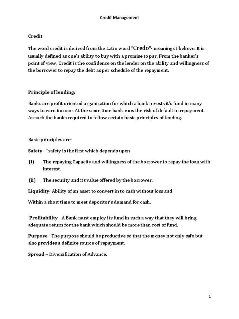 Credit Management - Reading Materials | PDF | Credit (Finance) | Loans