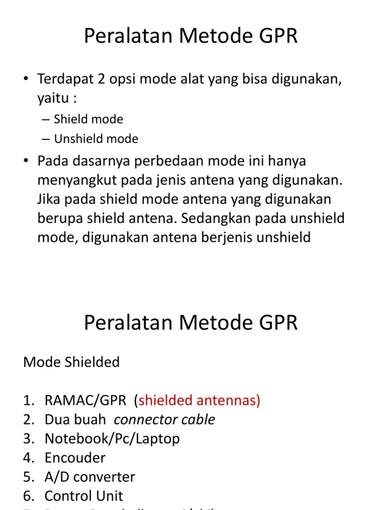 Peralatan dan Komponen Metode GPR | PDF