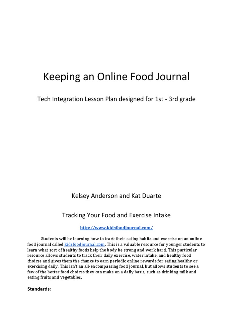 Keeping An Online Food Journal: Tech Integration Lesson Plan Designed ...