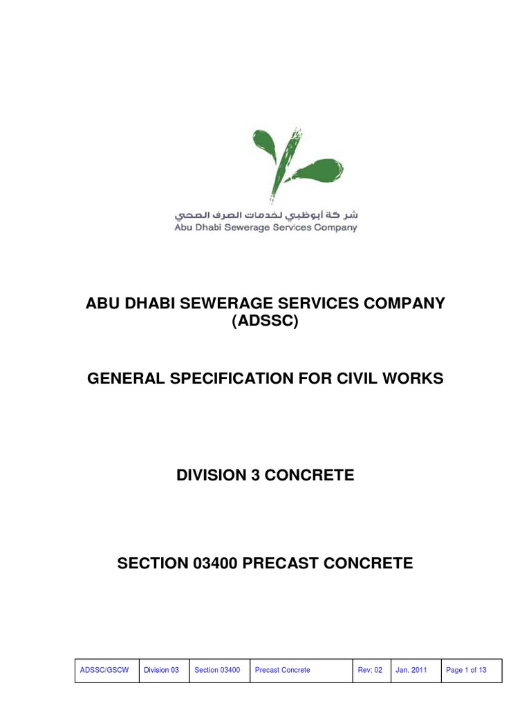 04-Division 3-Section 03400 Precast Concrete-Version 2 0 | PDF ...