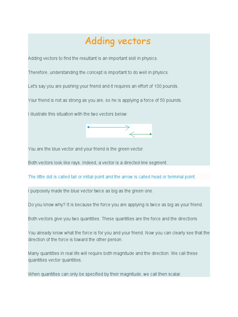 Adding Vectors | PDF