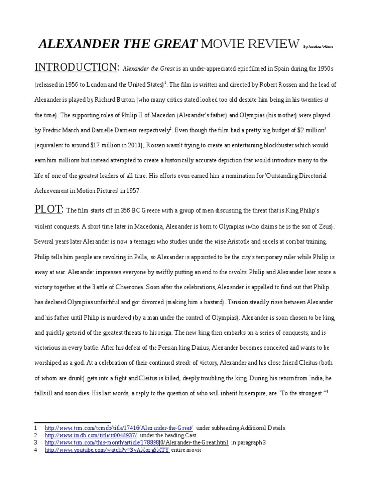 Alexander The Great (1956) Movie Review | PDF | Alexander The Great ...