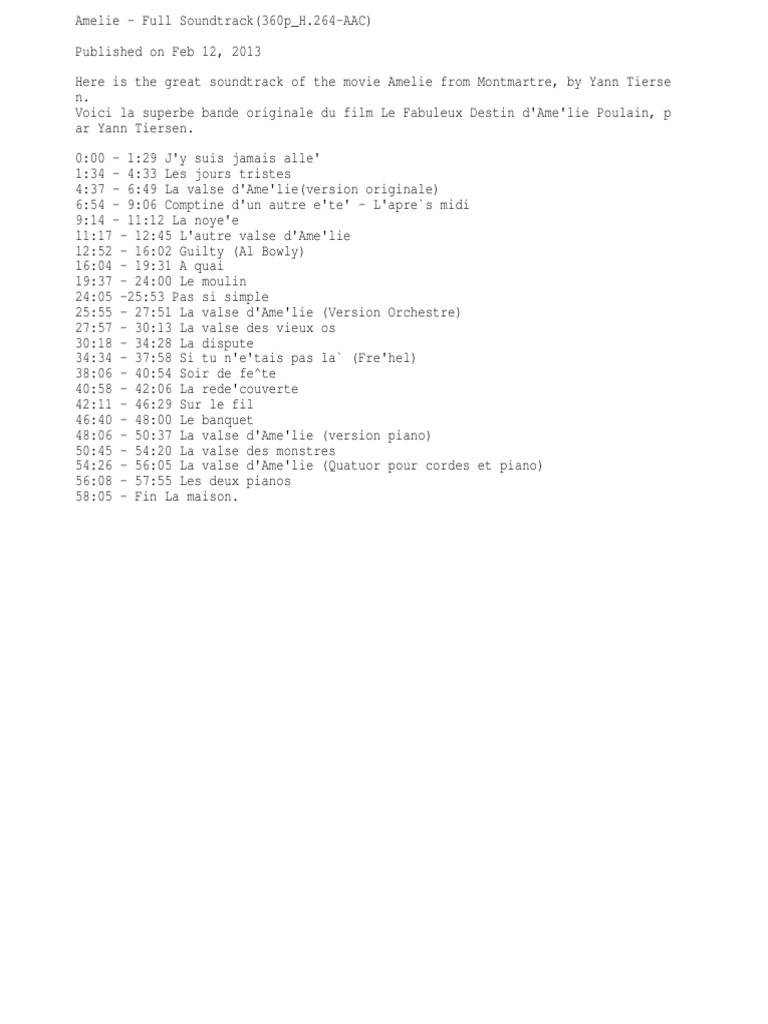 Amelie - Full Soundtrack (360p - H.264-AAC) | PDF