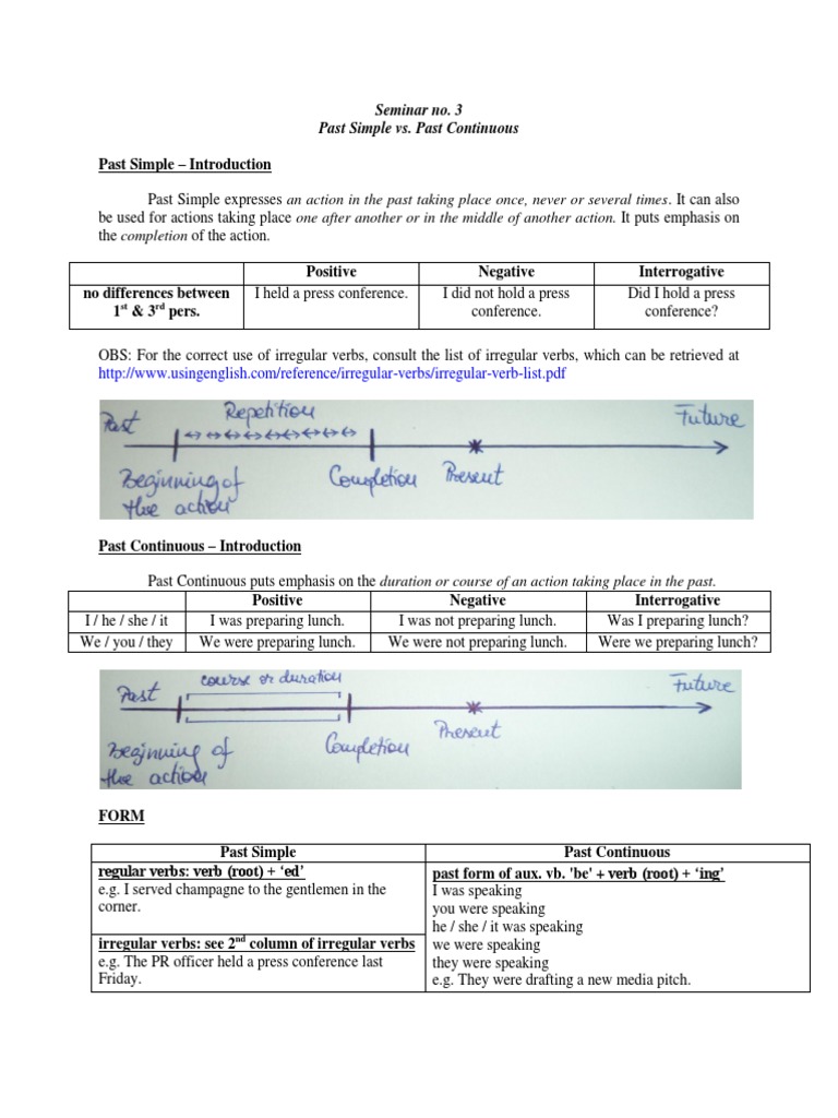 Past Simple vs. Past Continuous | PDF | English Language | Sentence ...