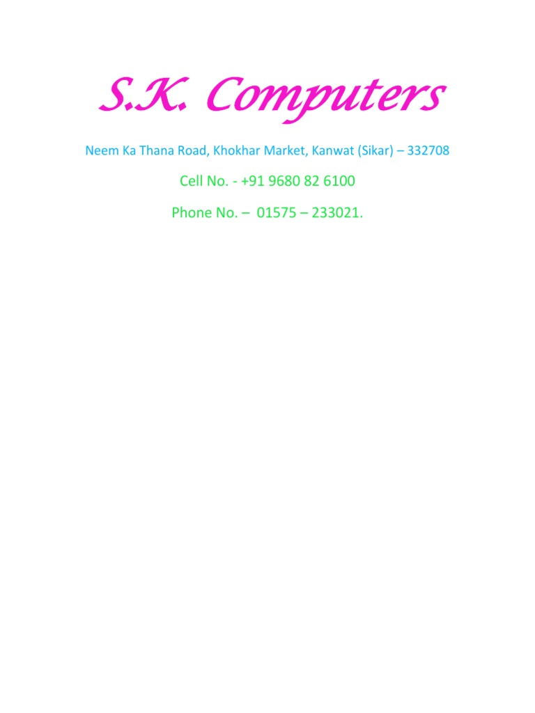 S.K. Computers | PDF