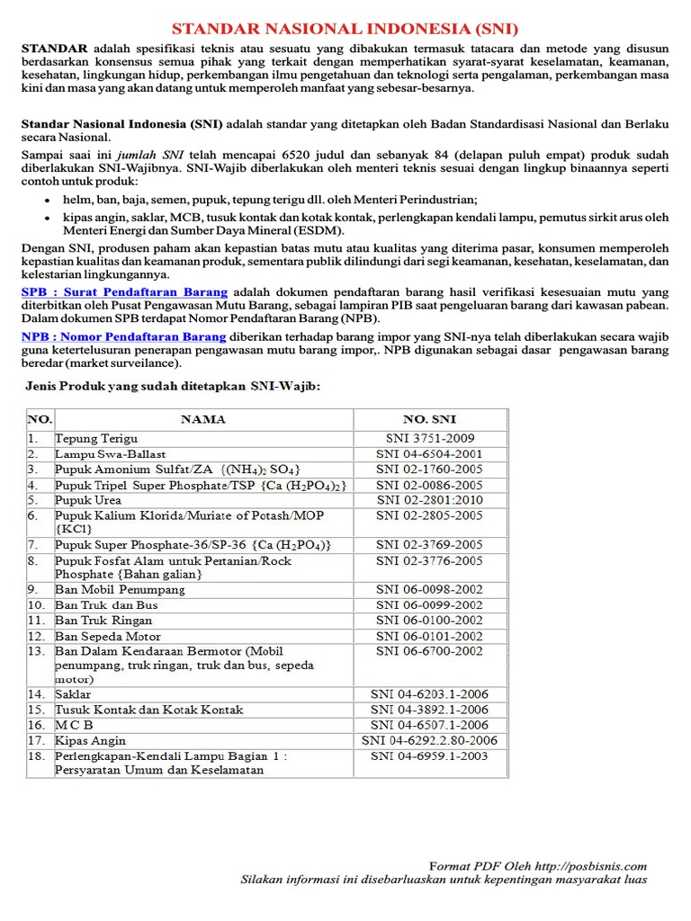 SNI - Standar Nasional Indonesia | PDF