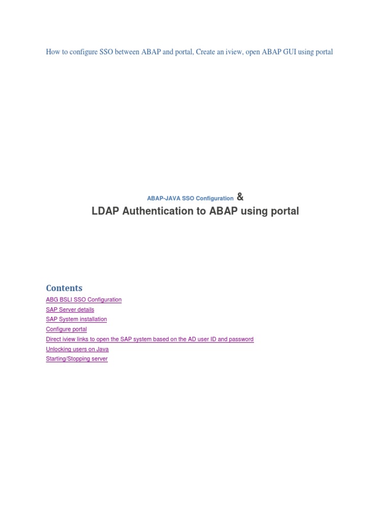 How To Configure Sso Between Abap And Portal Pdf Password Areas Of Computer Science
