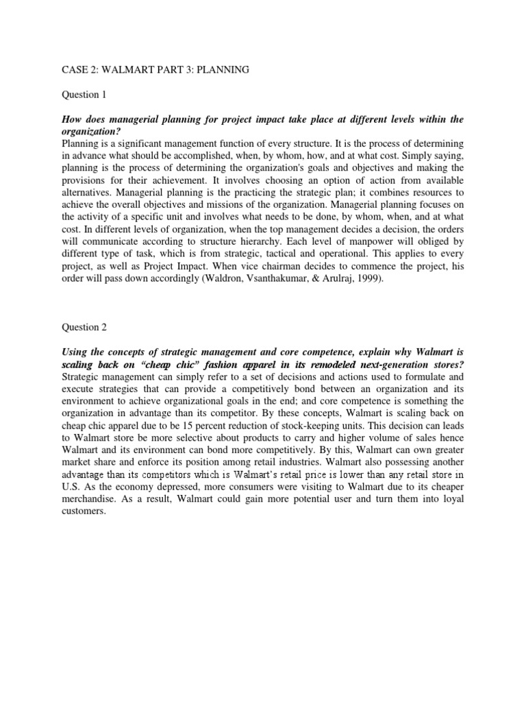 Walmart Part 3: Planning | PDF | Strategic Management | Walmart