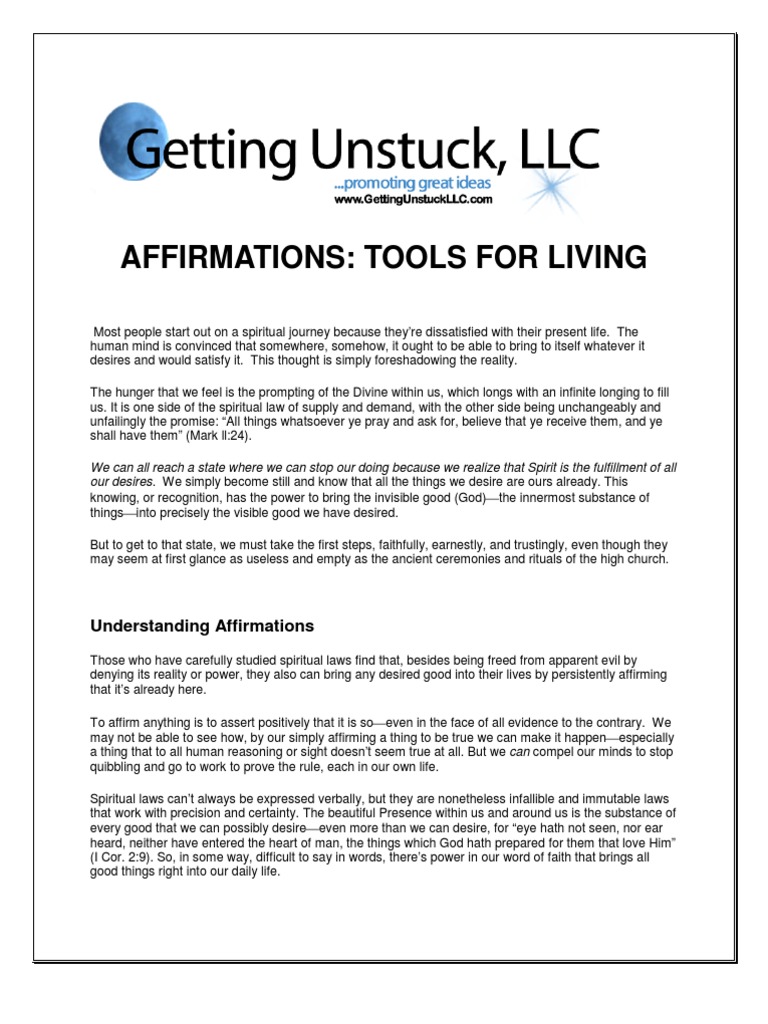 Affirmations Tools For Living | PDF | Omnipotence | God