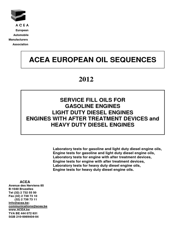 ACEA Oil Sequences | Motor Oil | Engines