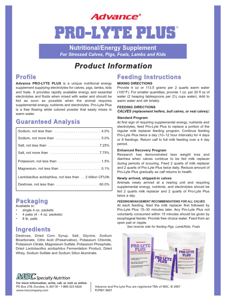 Pro-Lyte Plus Product Info | Calf | Milk