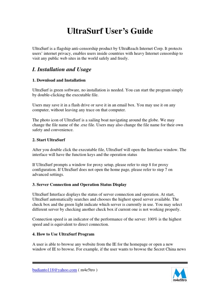 Ultrasurf User'S Guide: I. Installation and Usage | PDF | Proxy Server ...