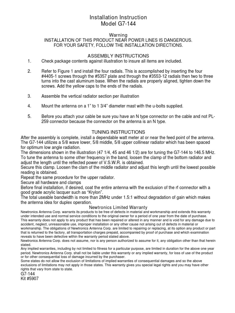 g7 144manual | PDF | Antenna (Radio) | Electrical Connector