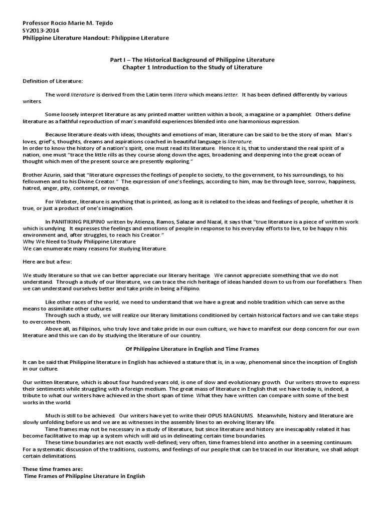 Philippine Literature | PDF | Tagalog Language | Epic Poetry