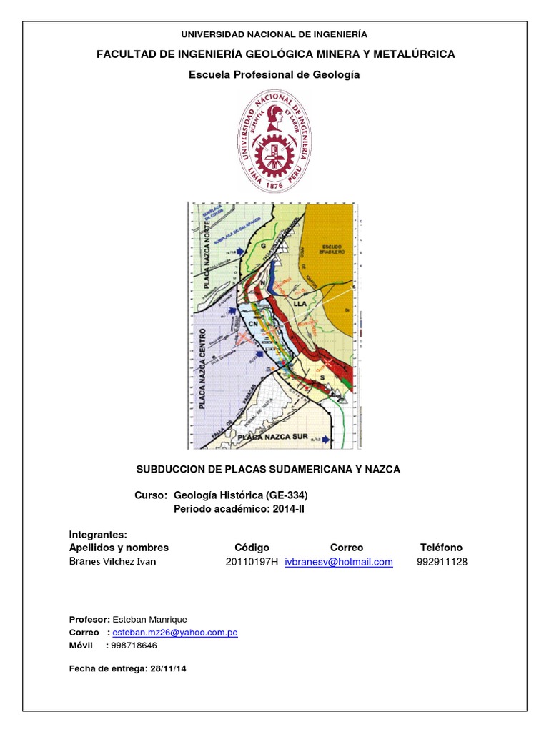 Subduccion Entre La Placa Sudamerica y La Placa de Nazca | PDF | Andes ...