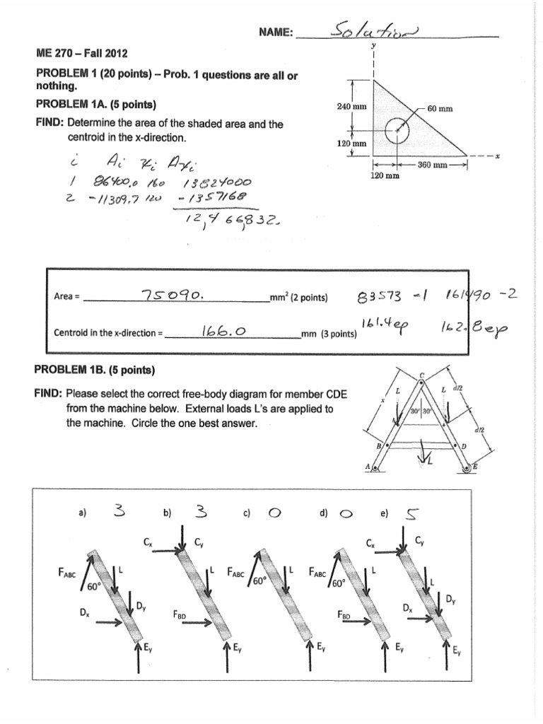 ME 270 Exam 2 Whole Solution | PDF