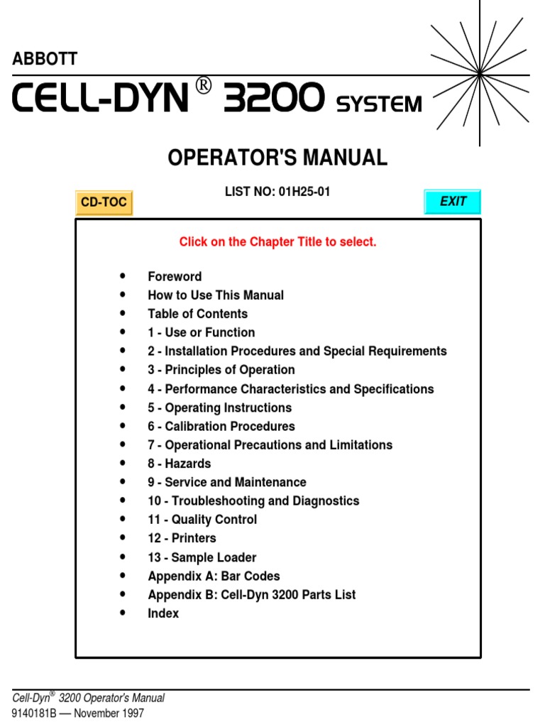 Cell Dyn 3200 Operator Manual | PDF | Calibration | Computer Keyboard