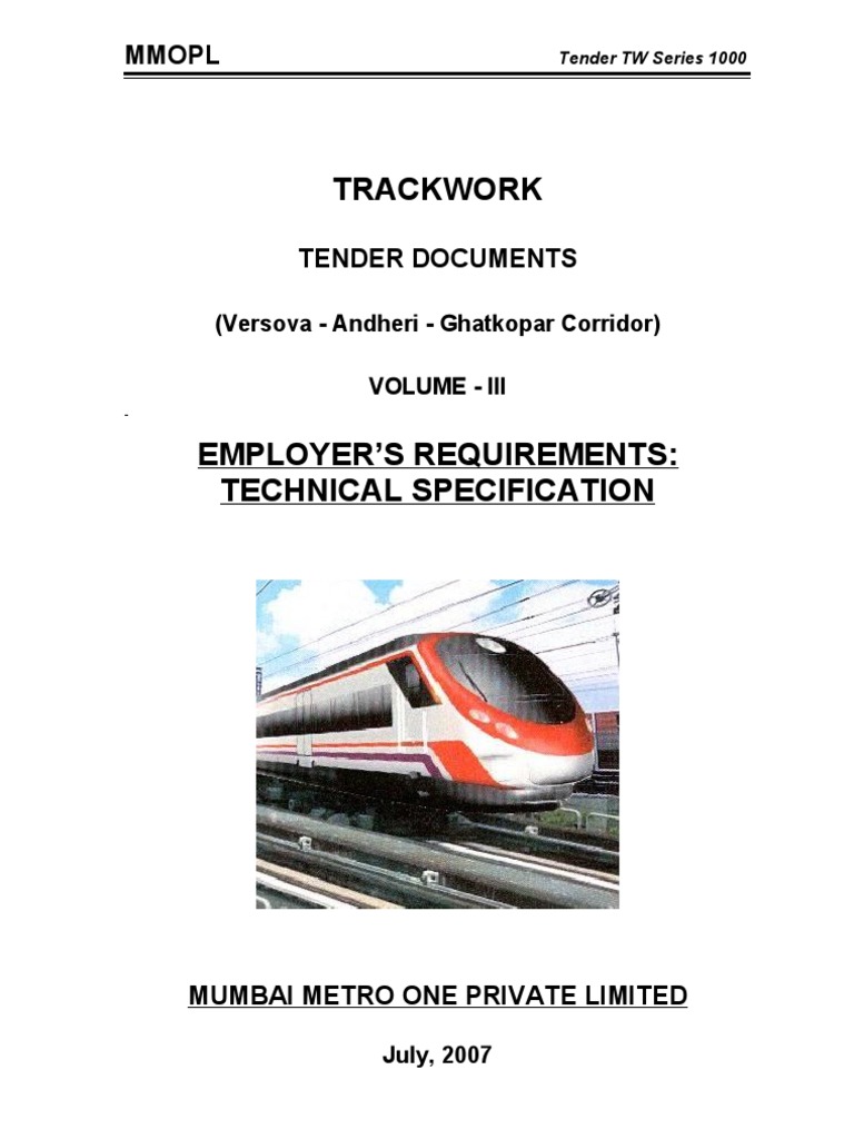 Technical Specification | PDF | Track (Rail Transport) | Reliability ...