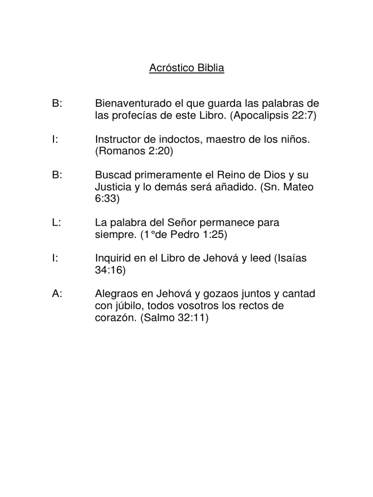 Acrostico Biblia 6 | PDF