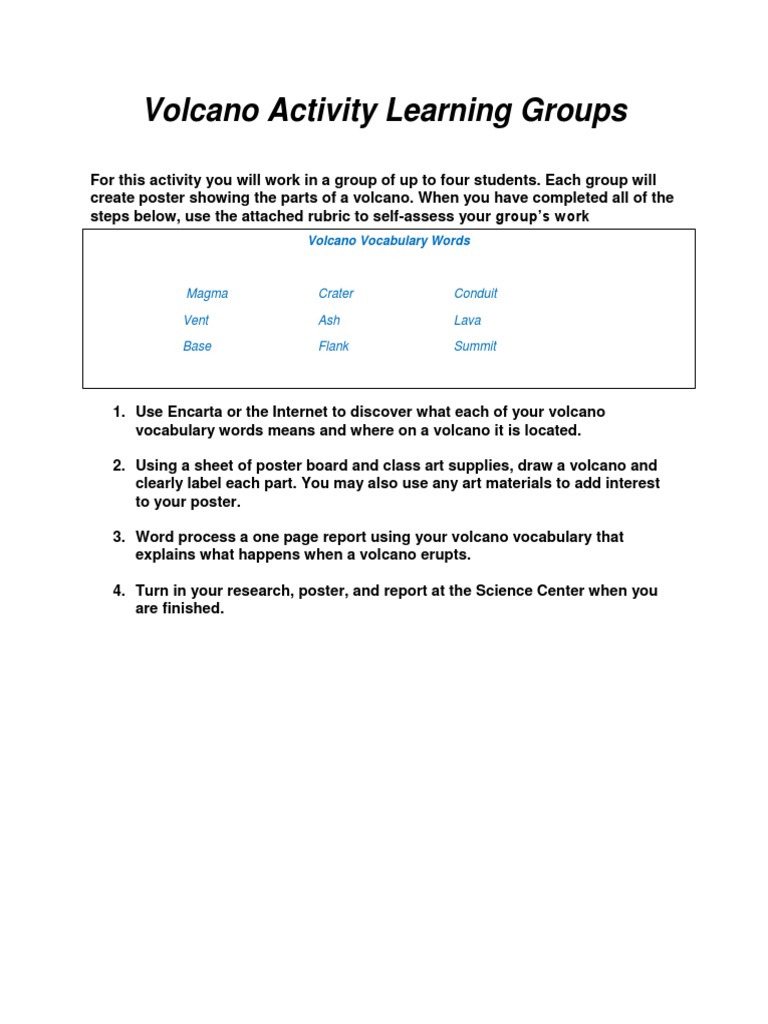 Volcano Activity Group Project Guide | PDF | Social Science | Language ...