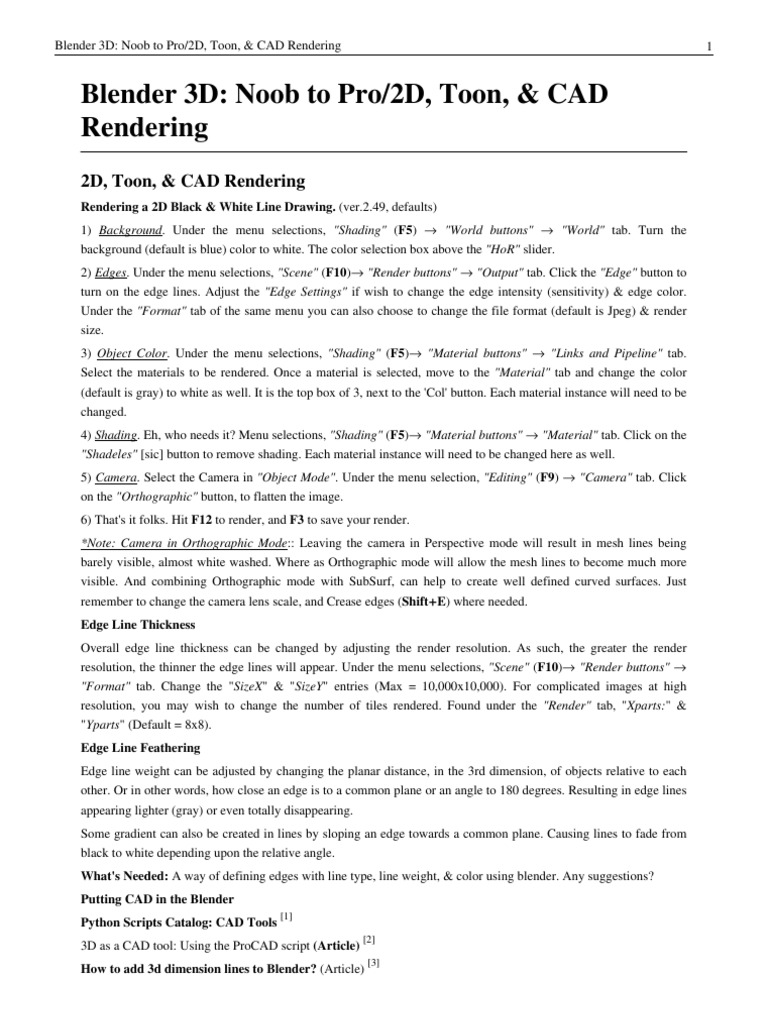 Blender 3D: Noob To Pro/ 2D, Toon, & CAD Rendering | PDF | Blender (Software) | 3 D Computer ...