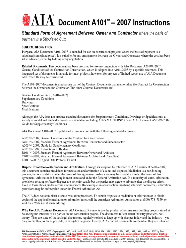 AIA Docs All | Arbitration | Construction Management