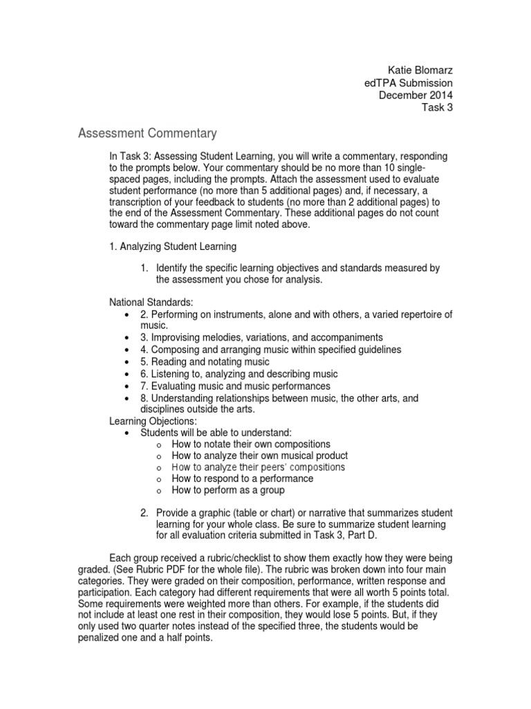 Edtpa Task 3 | PDF | Educational Assessment | Rubric (Academic)
