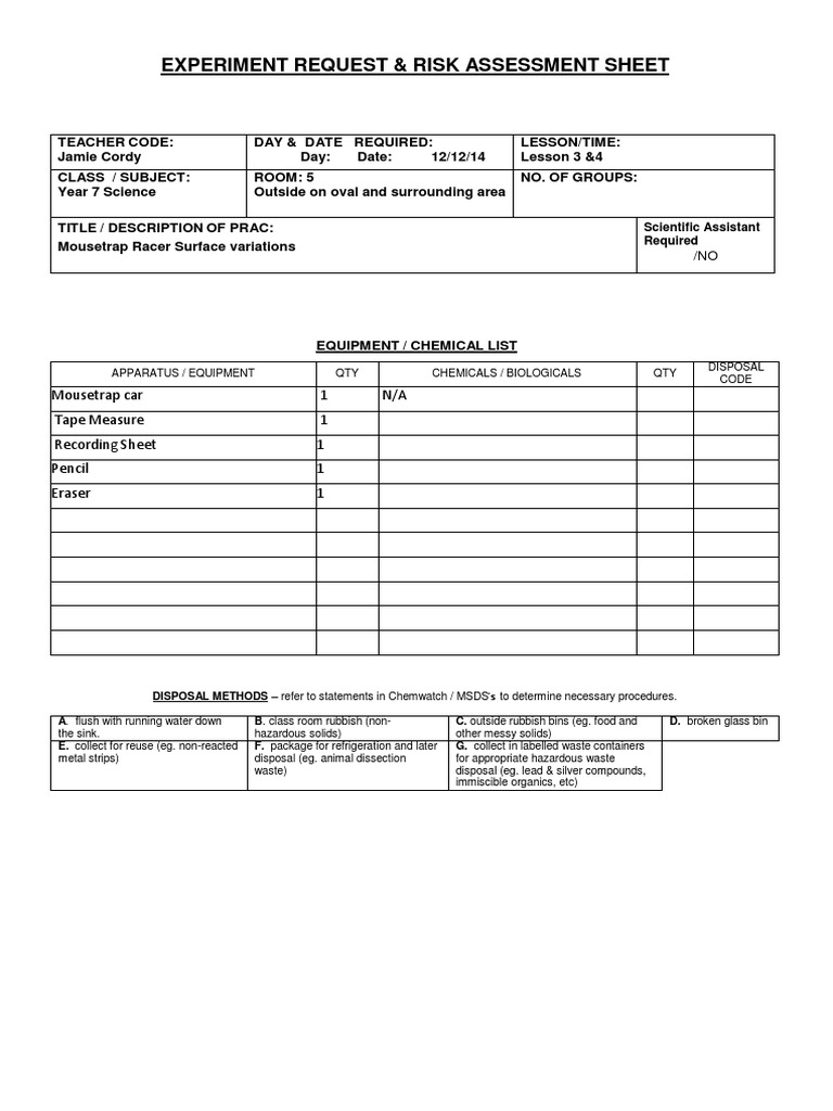 Science Experiment Risk Assessment Guide | PDF | Risk | Experiment
