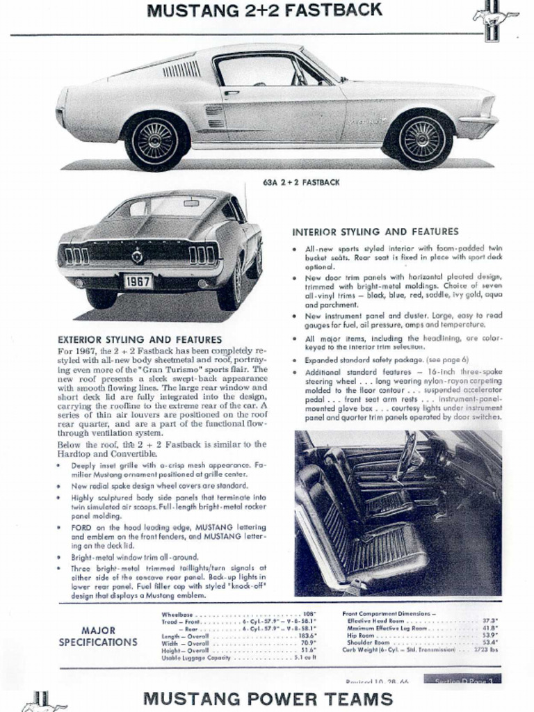 1967 Mustang Specs