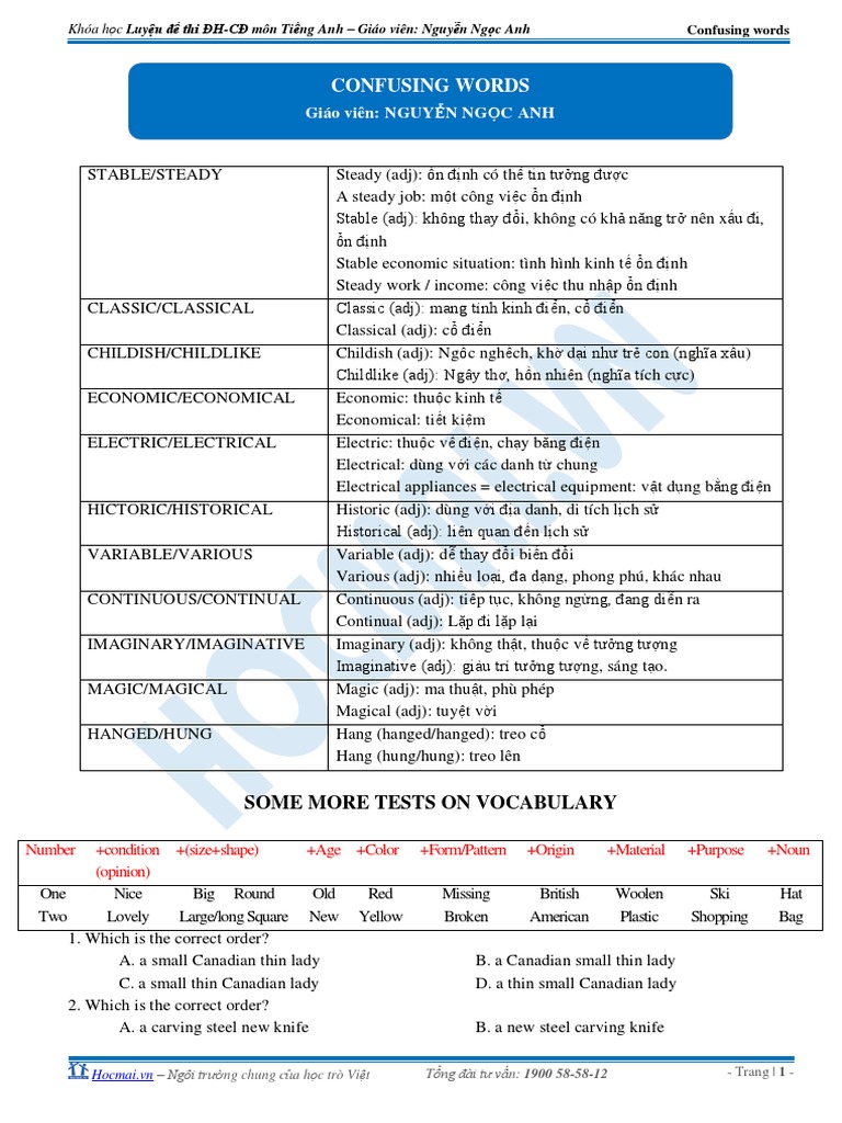 Confusing Words | PDF