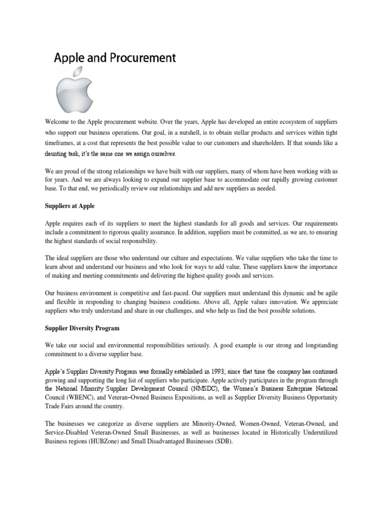 Apple Procurement | Download Free PDF | Supply Chain | Procurement
