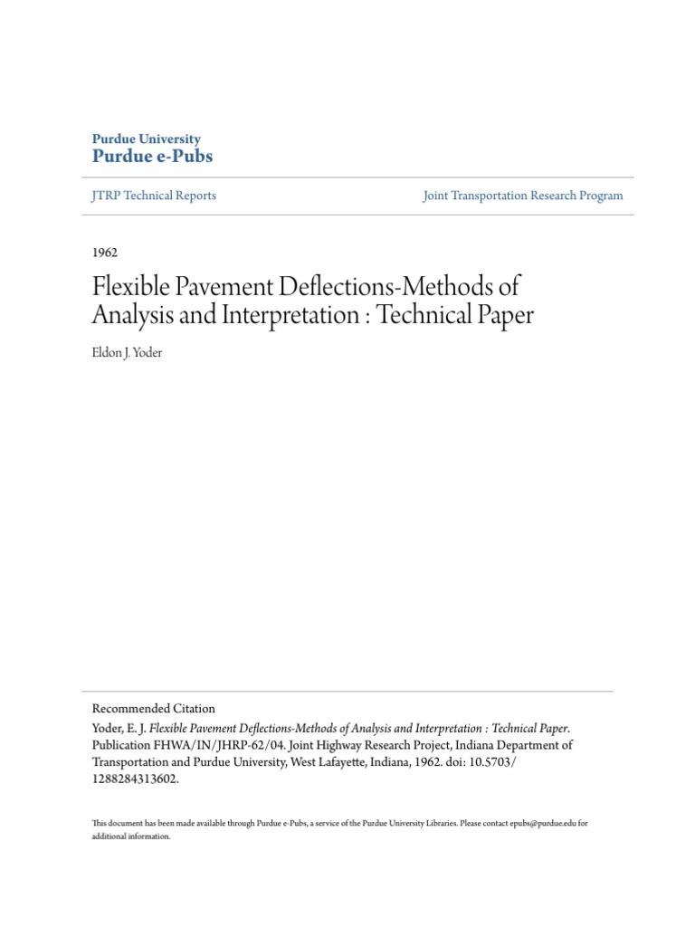 Flexible Pavement Deflections-Methods of Analysis and Interpretation Technical Paper | PDF ...