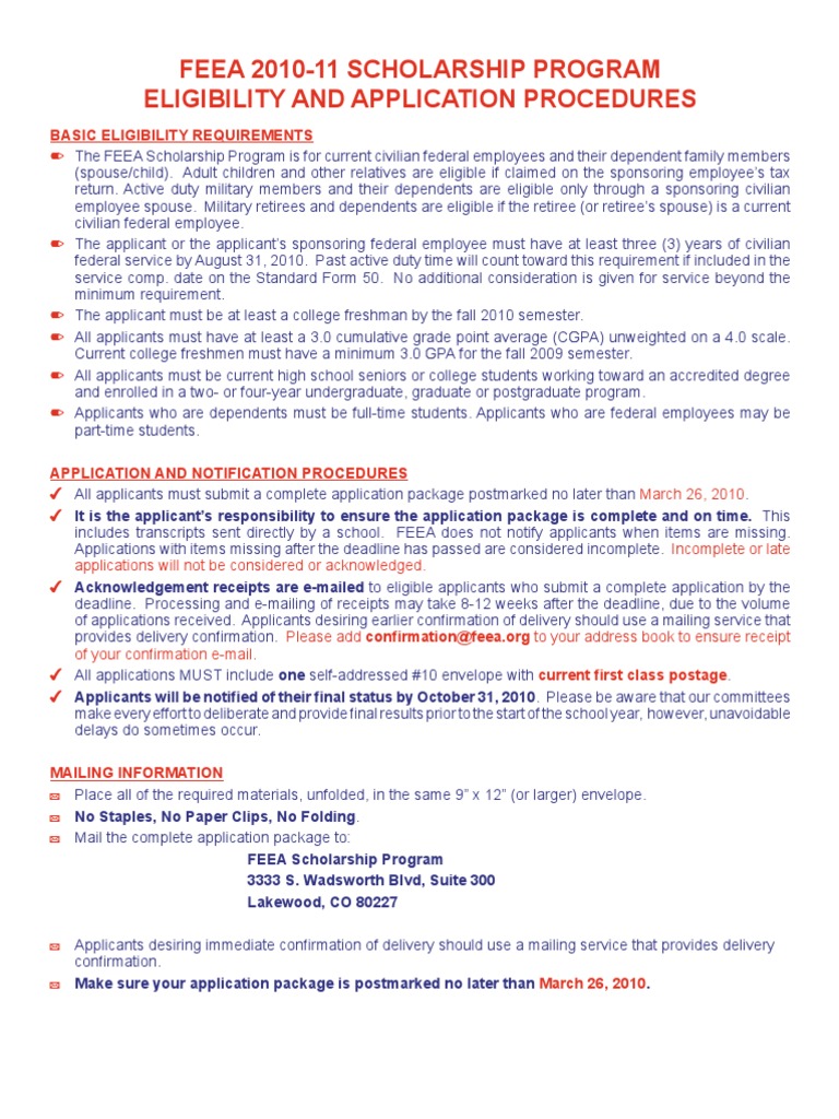 Feea 2010-11 Scholarship Program | PDF | Envelope | Mail
