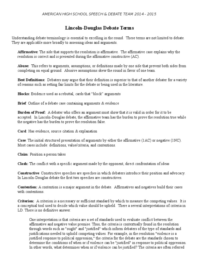 LD Debate Terms and Round Structure | PDF | Argument | Epistemology