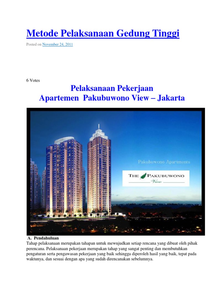 Metode Pelaksanaan Gedung | PDF