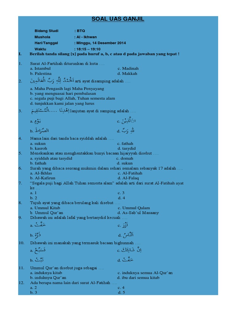 Soal BTQ | PDF