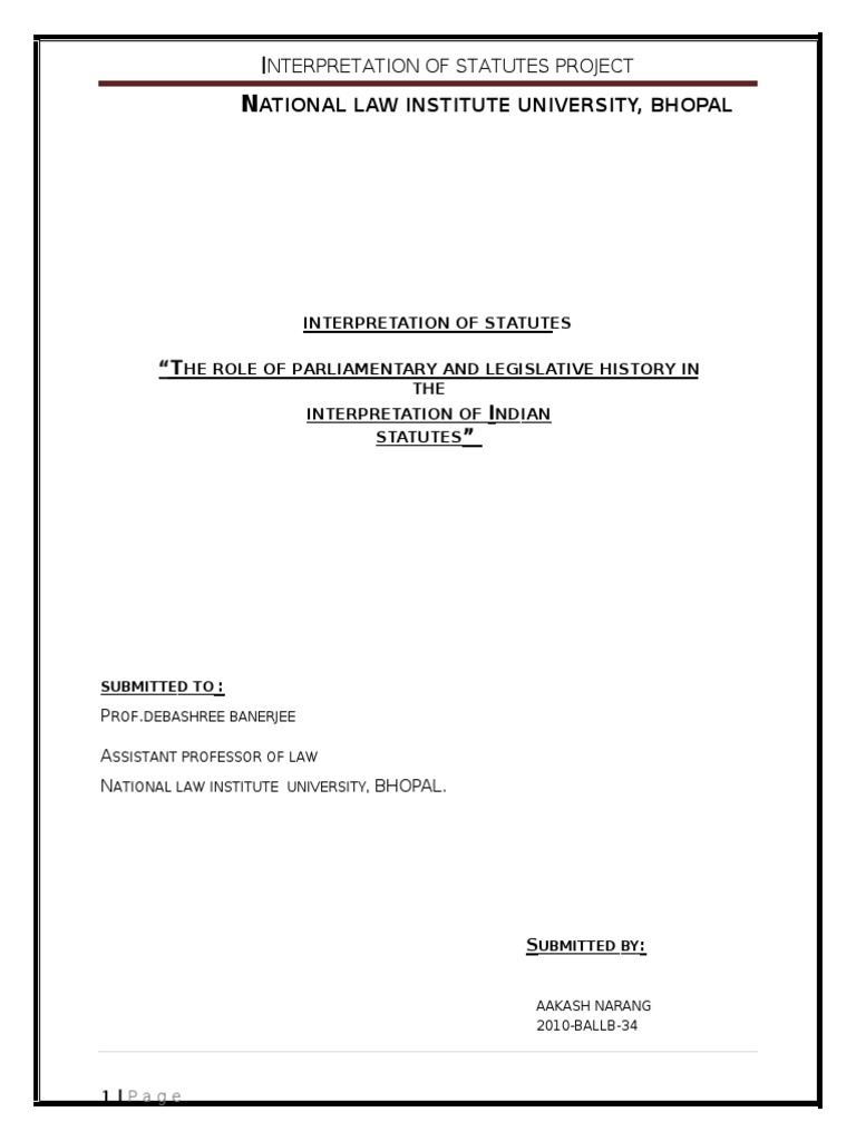 Interpretation of Statutes | PDF | Bill (Law) | Act Of Parliament