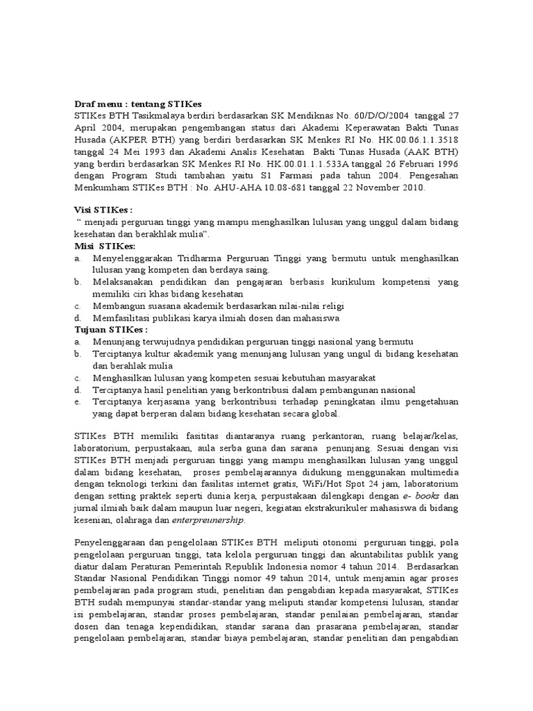 Tentang STIKes BTH | PDF