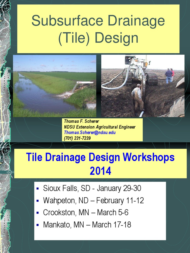 Subsurface Drainage -Tile- Design.ppt | Water Resources | Drainage