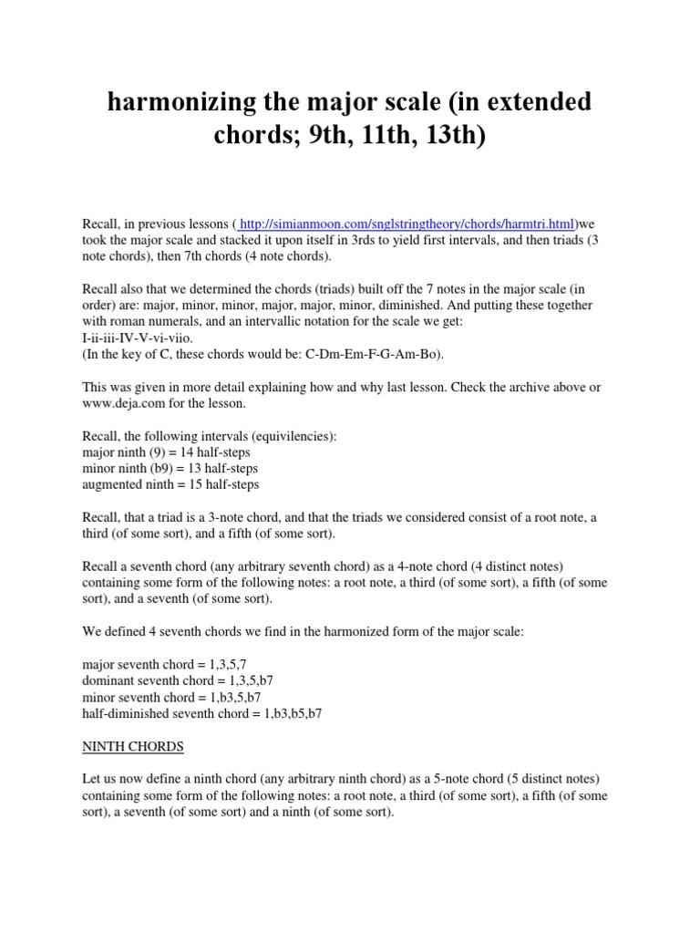 Harmonized Major Scale | PDF | Chord (Music) | Harmony