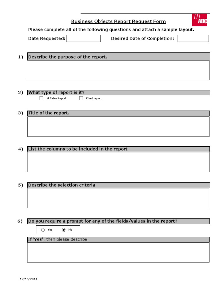 Business Objects Report Request Form | PDF