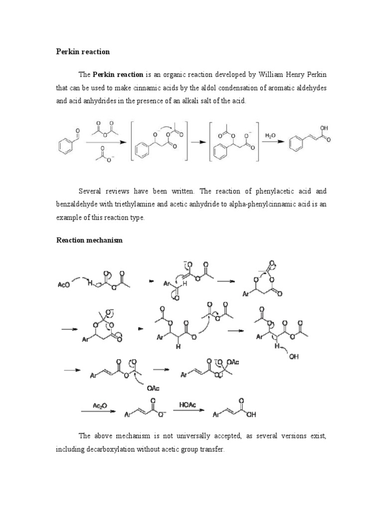 Perkin Reaction | PDF | Organic Chemistry | Chemistry