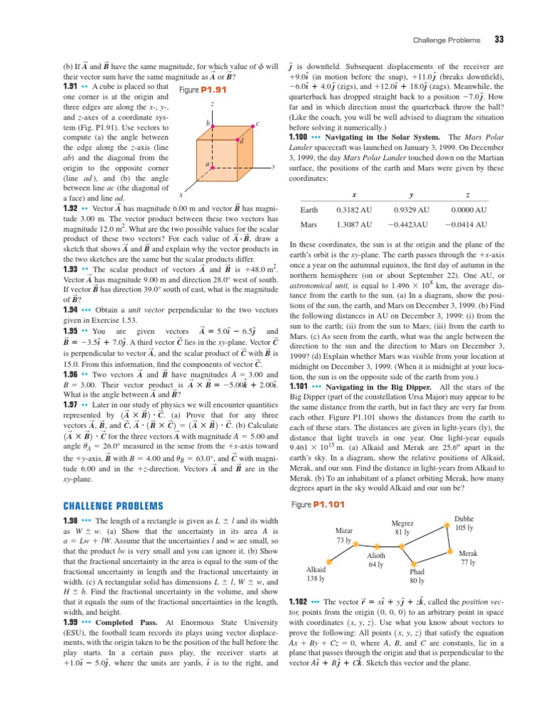 Physics I Problems PDF | PDF | Euclidean Vector | Astronomical Unit