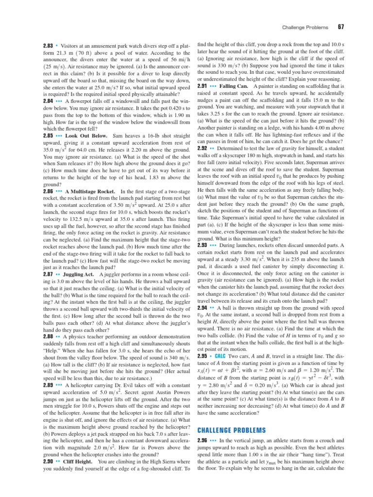 Physics I Problems PDF | PDF | Multistage Rocket | Dynamics (Mechanics)